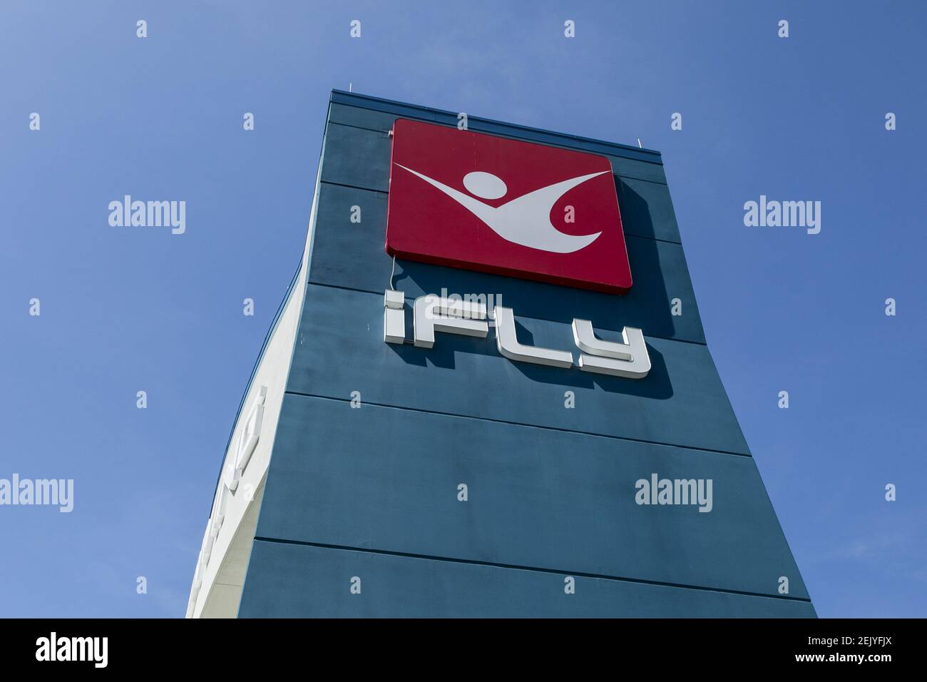 A logo sign outside of a iFly Indoor Skydiving location in Baltimore ...