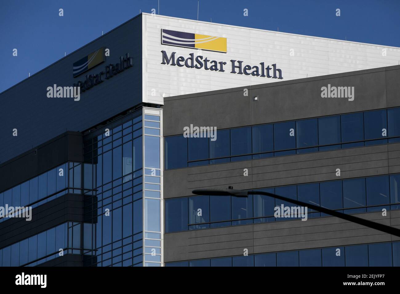 A logo sign outside of the headquarters of MedStar Health in Columbia ...