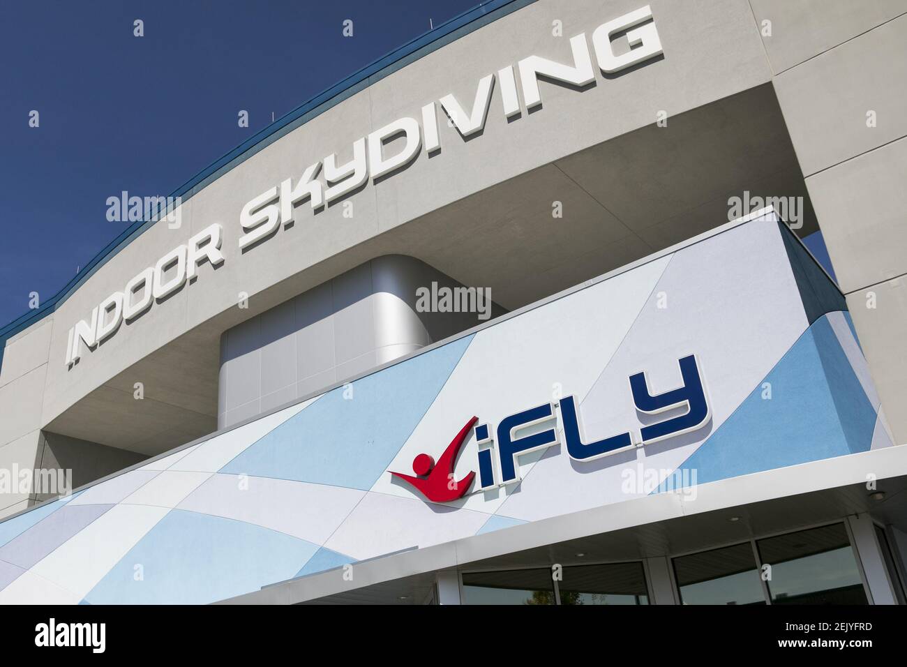 A logo sign outside of a iFly Indoor Skydiving location in Baltimore ...