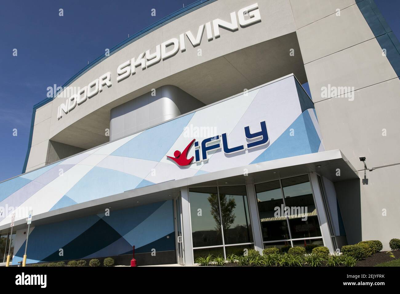 A logo sign outside of a iFly Indoor Skydiving location in Baltimore ...