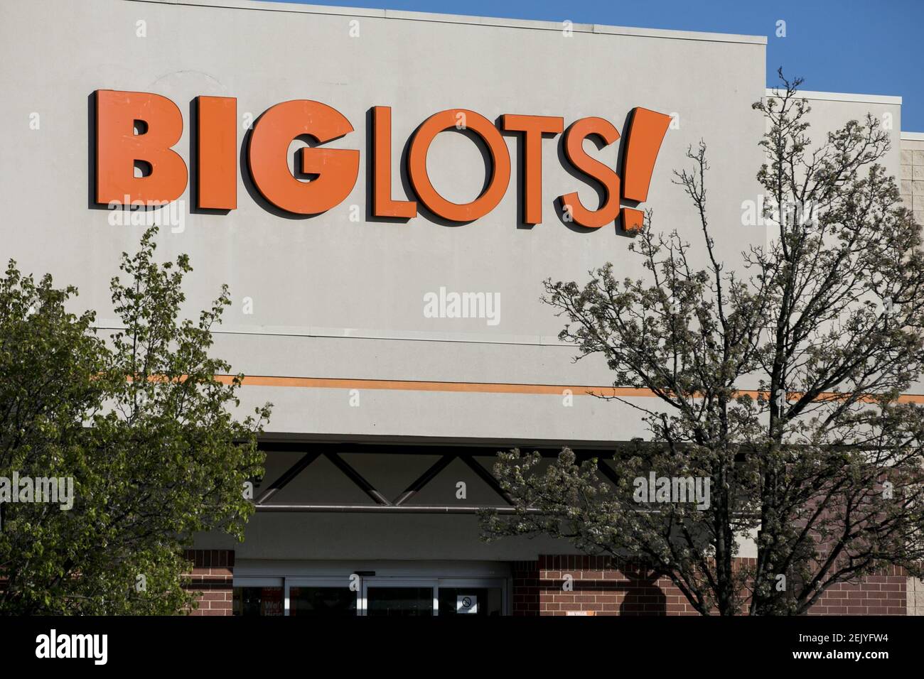 A logo sign outside of a Big Lots retail store location in Columbia ...
