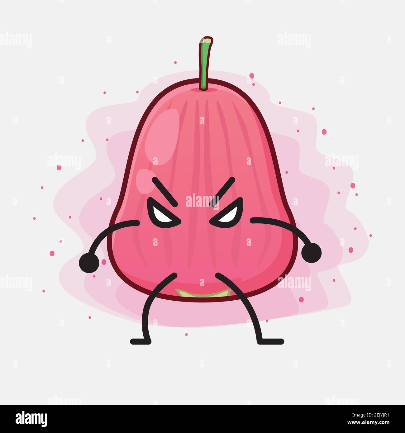 Vector Illustration Of Java Apple Fruit Character With Cute Face Simple Hands And Leg Line Art