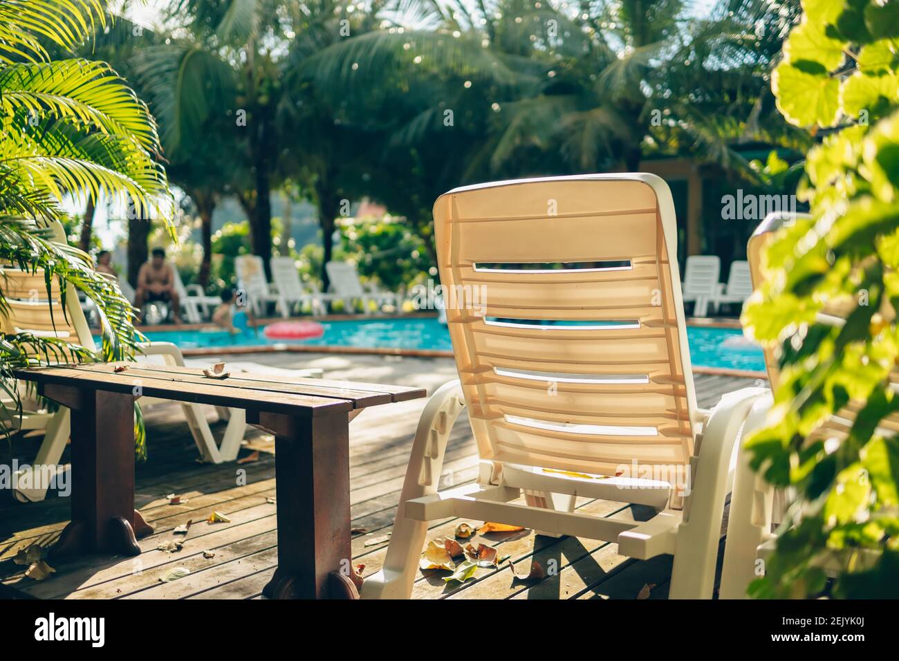 Lounge bed near pool terrace hi-res stock photography and images - Alamy