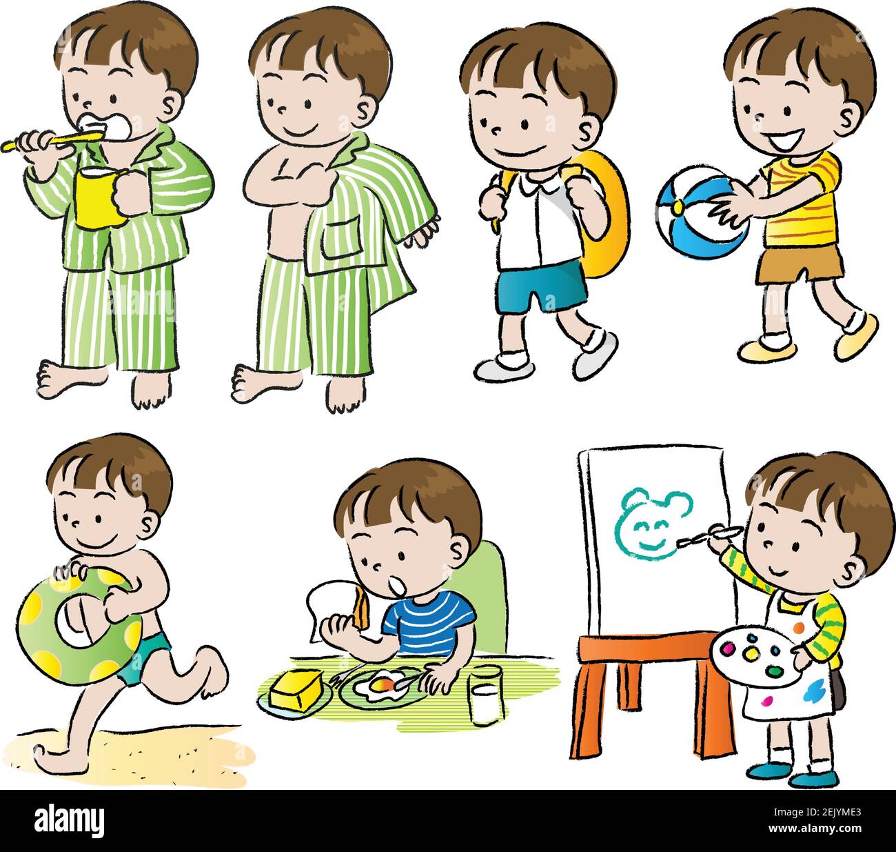 vector cartoon boy life face emoji set Stock Vector Image & Art - Alamy