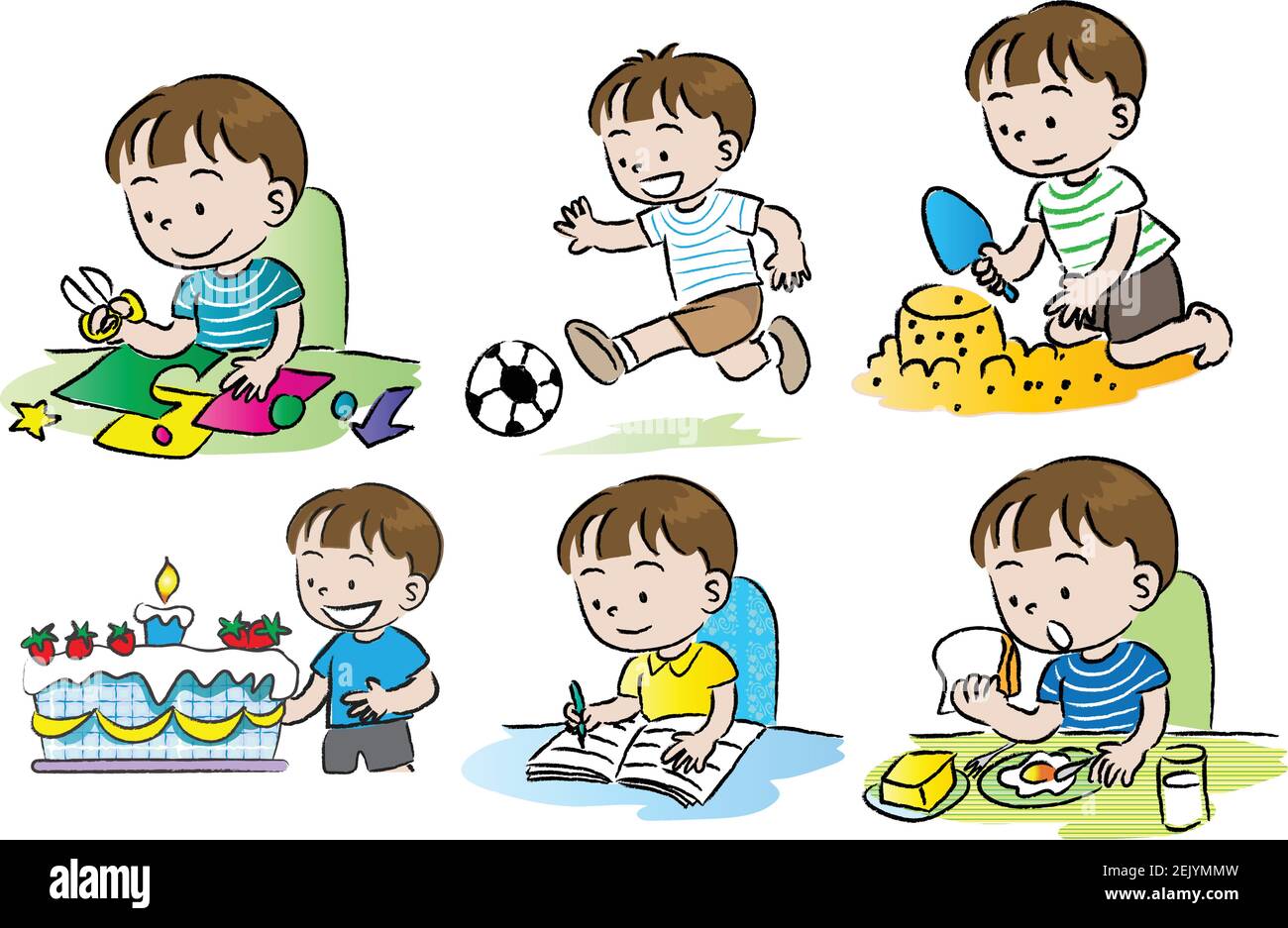 vector cartoon boy life face emoji set Stock Vector Image & Art - Alamy