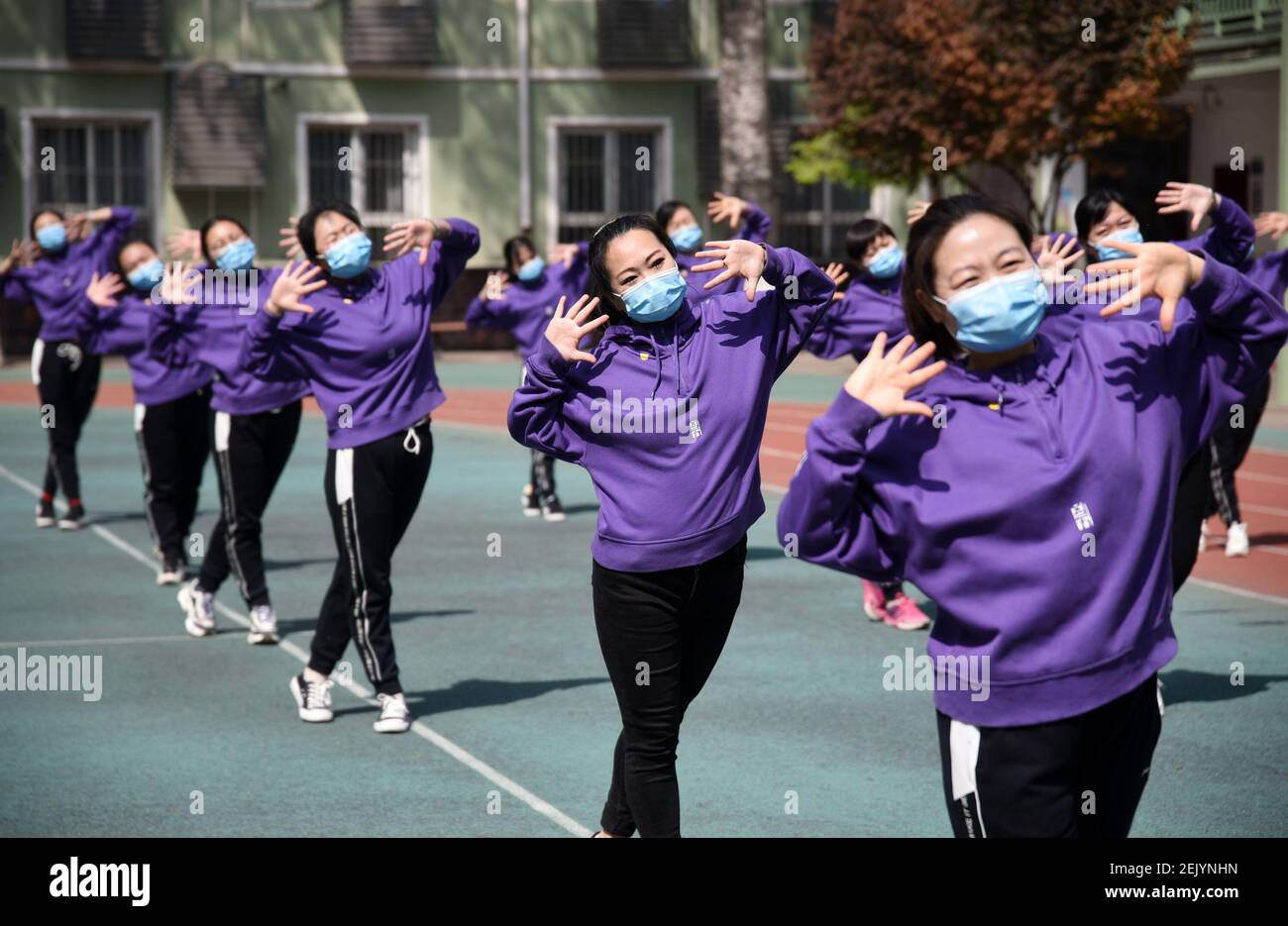 HANDAN, CHINA - APRIL 13, 2020 - Teachers and workers of Nonglin Road ...