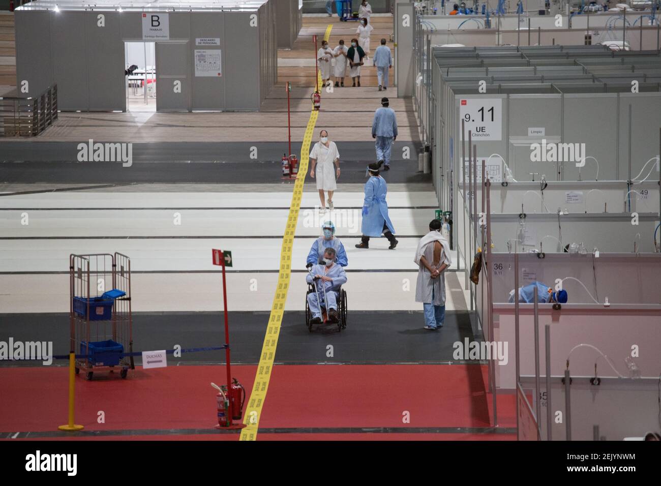 The interior of the IFEMA Field Hospital in Madrid, with dozens of ...