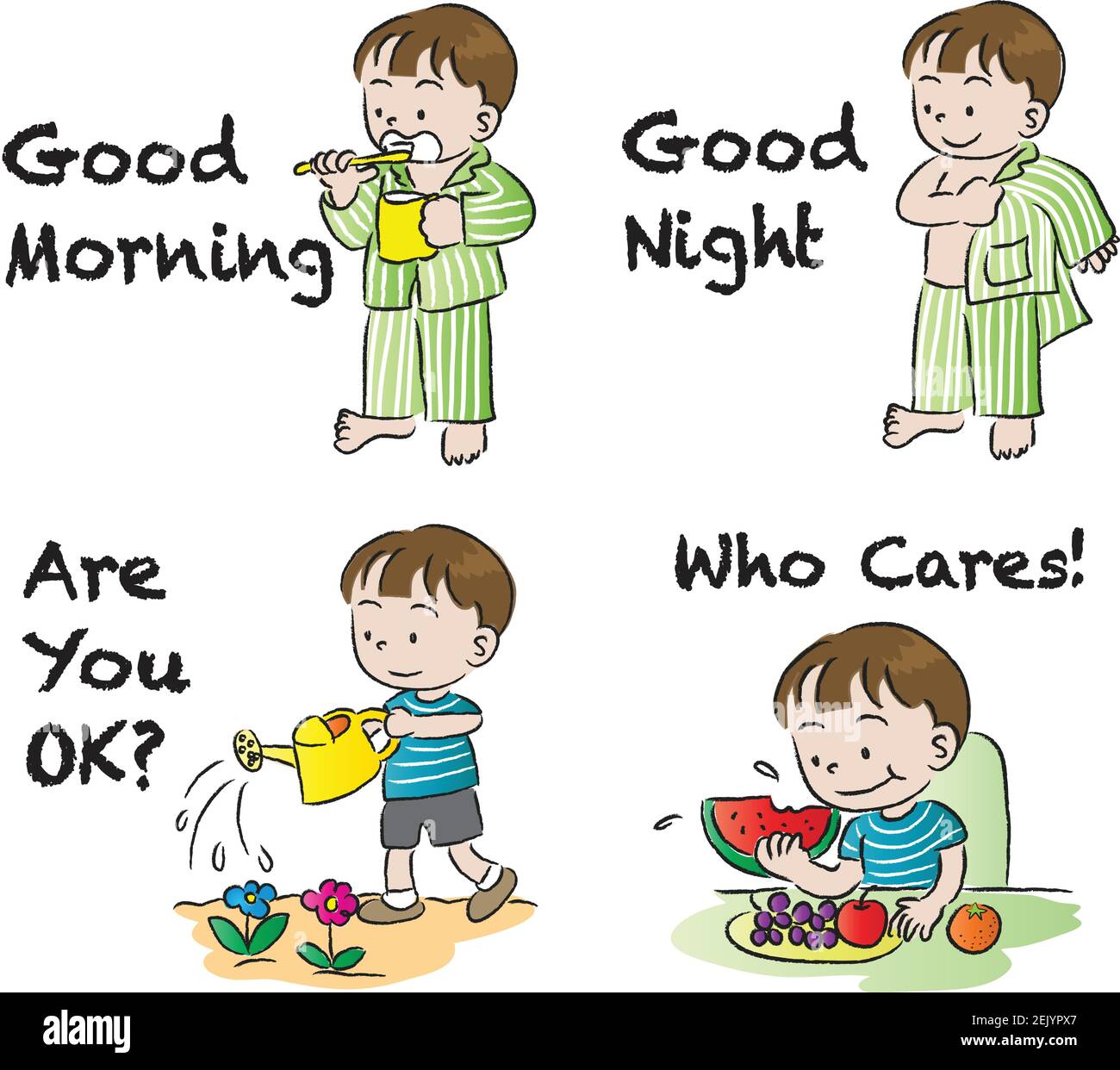 vector cartoon boy life face emoji set Stock Vector Image & Art - Alamy