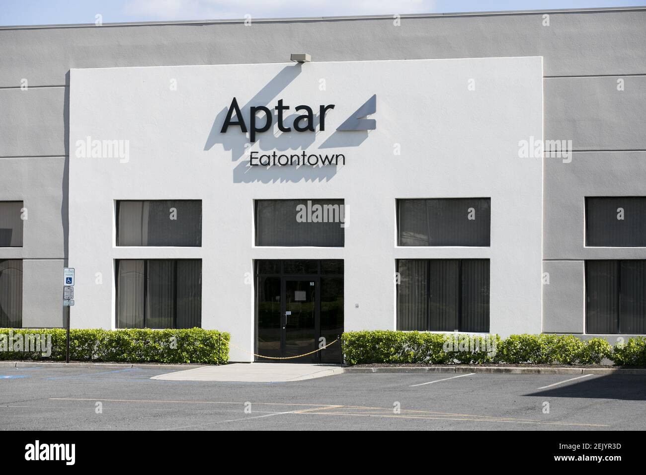 A logo sign outside of a facility occupied by AptarGroup (Aptar) in ...