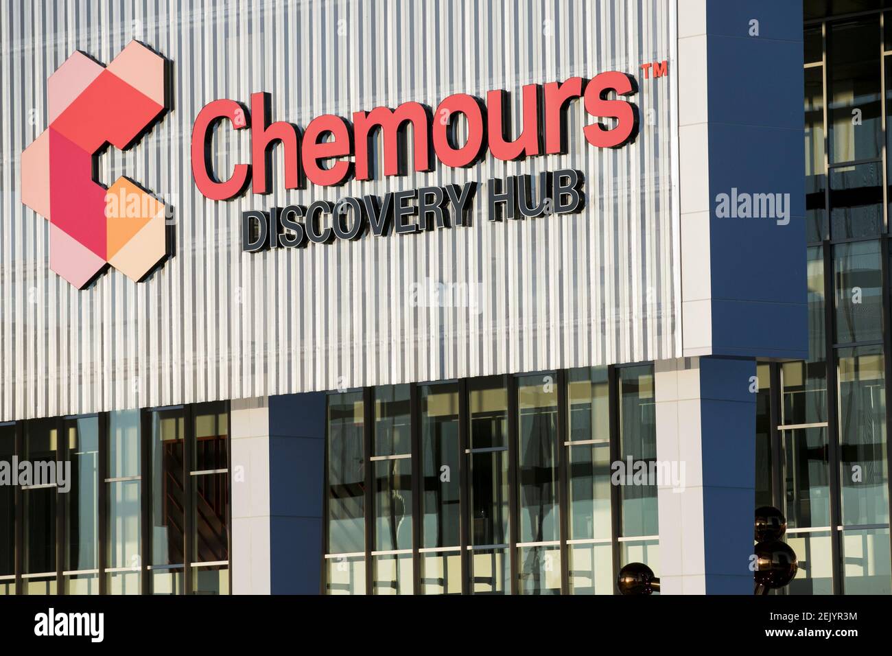 A logo sign outside of a facility occupied by The Chemours Company in ...