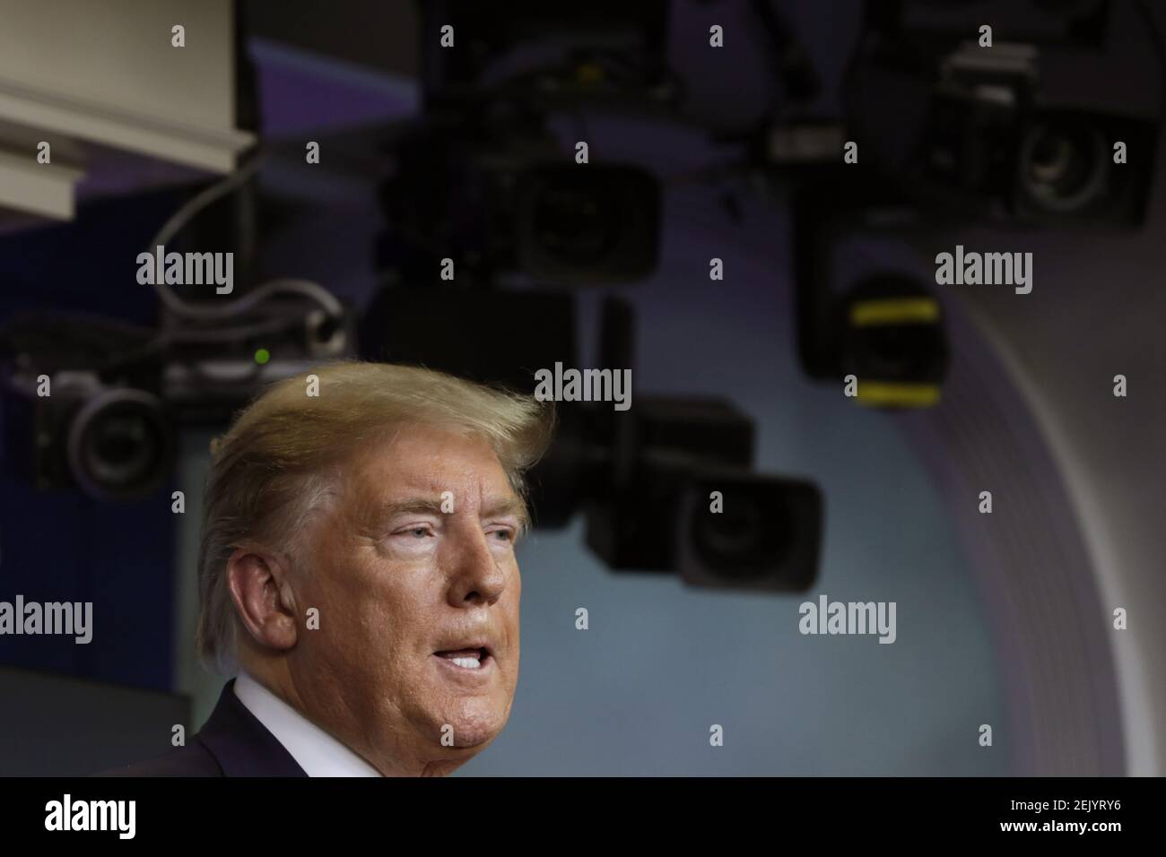 U.S. President Donald Trump speaks at the Coronavirus Task Force press ...