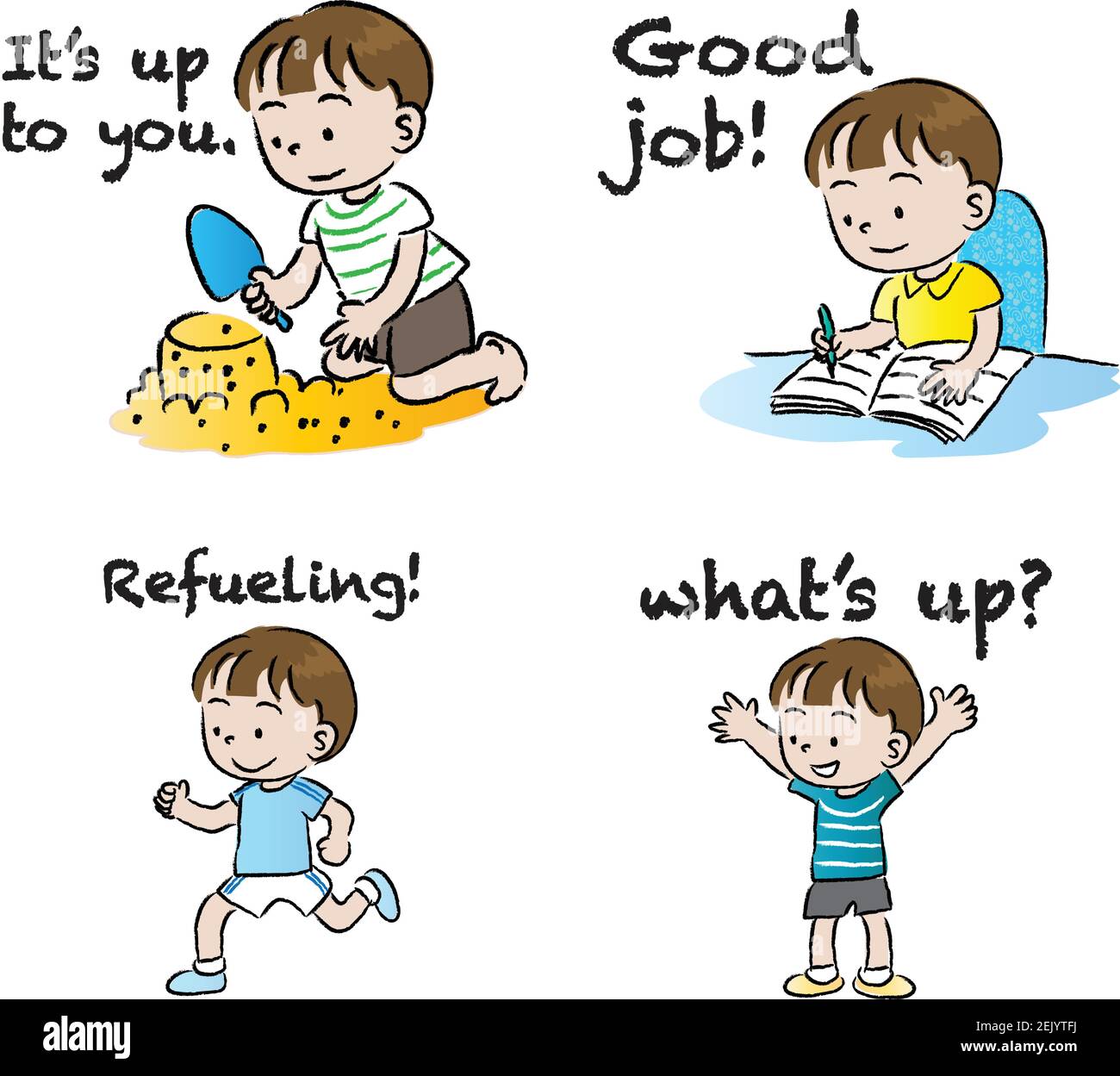 vector cartoon boy life face emoji set Stock Vector Image & Art - Alamy