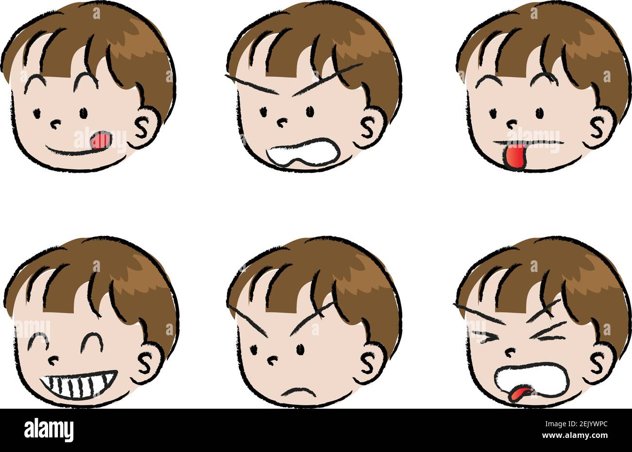 vector cartoon boy life face emoji set Stock Vector Image & Art - Alamy