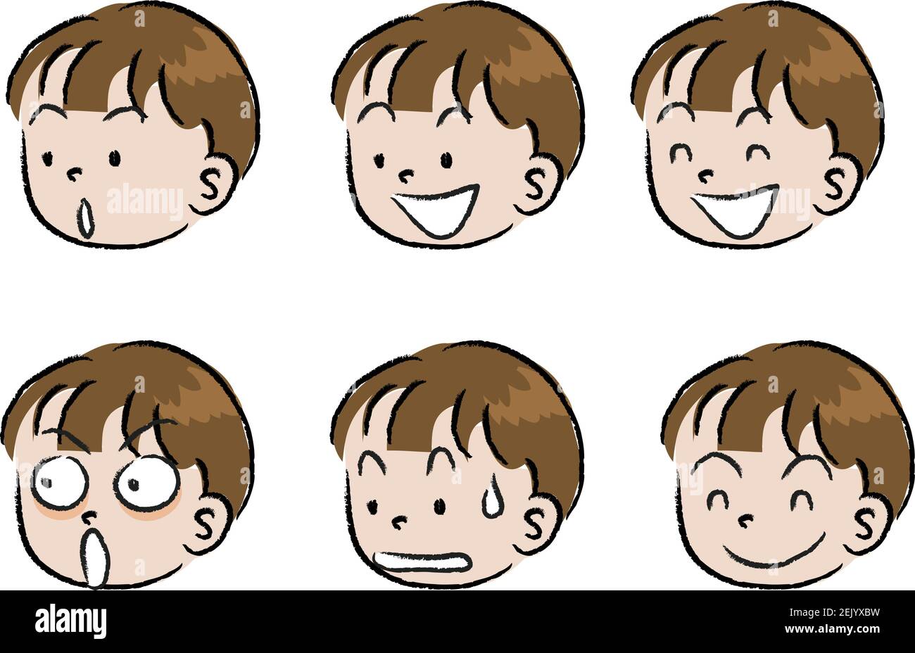 vector cartoon boy life face emoji set Stock Vector Image & Art - Alamy