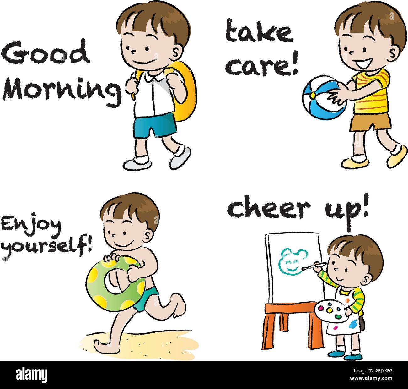 vector cartoon boy life face emoji set Stock Vector Image & Art - Alamy