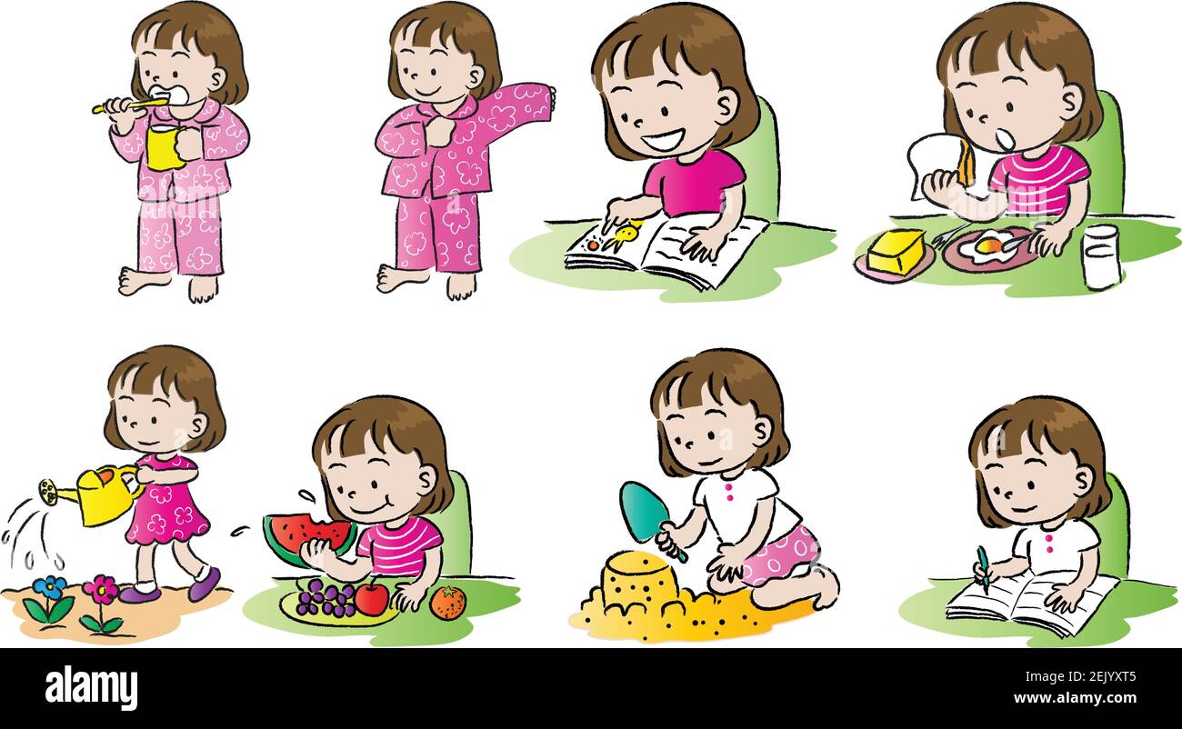 Vector cartoon girl life face emoji Stock Vector Images - Alamy