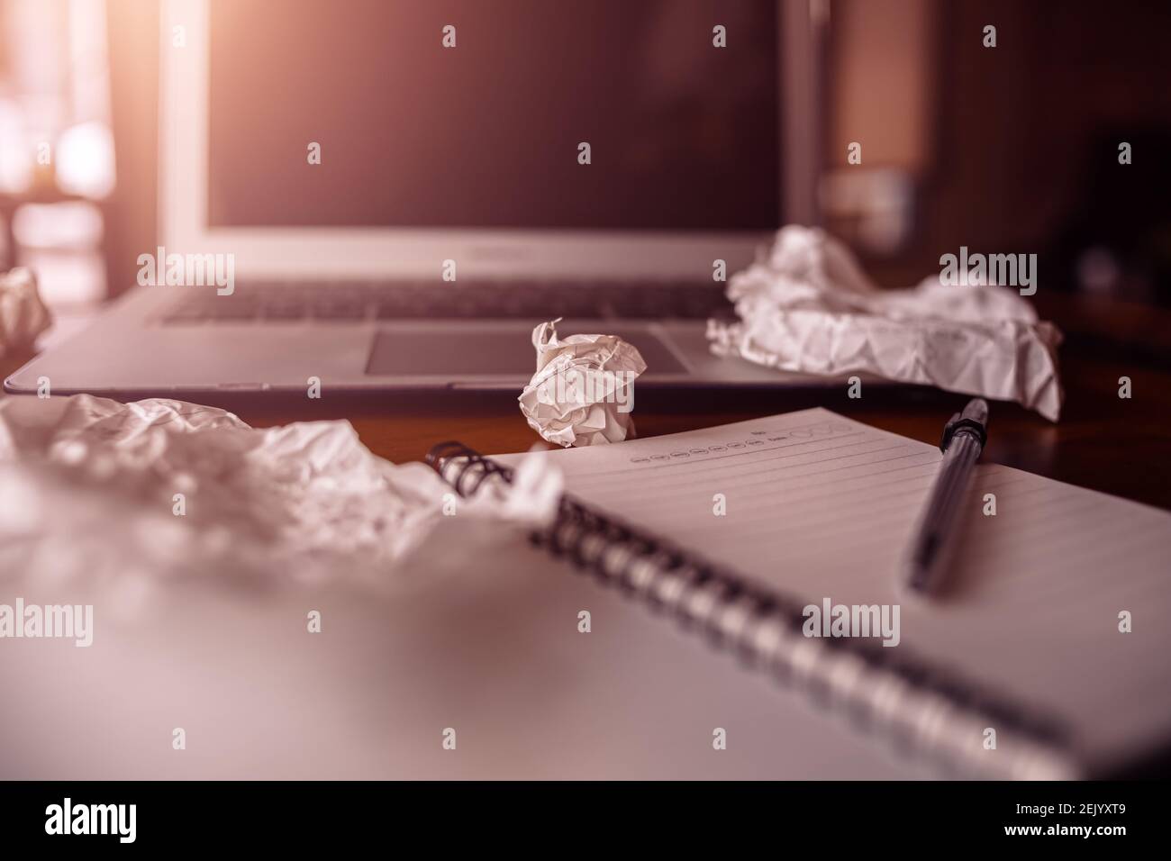 crumpled paper on table. Concept of no idea Stock Photo - Alamy