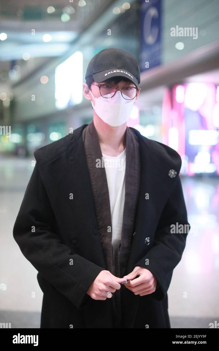 Chinese actor Zhang Yujian arrives in an airport in Beijing, China ...