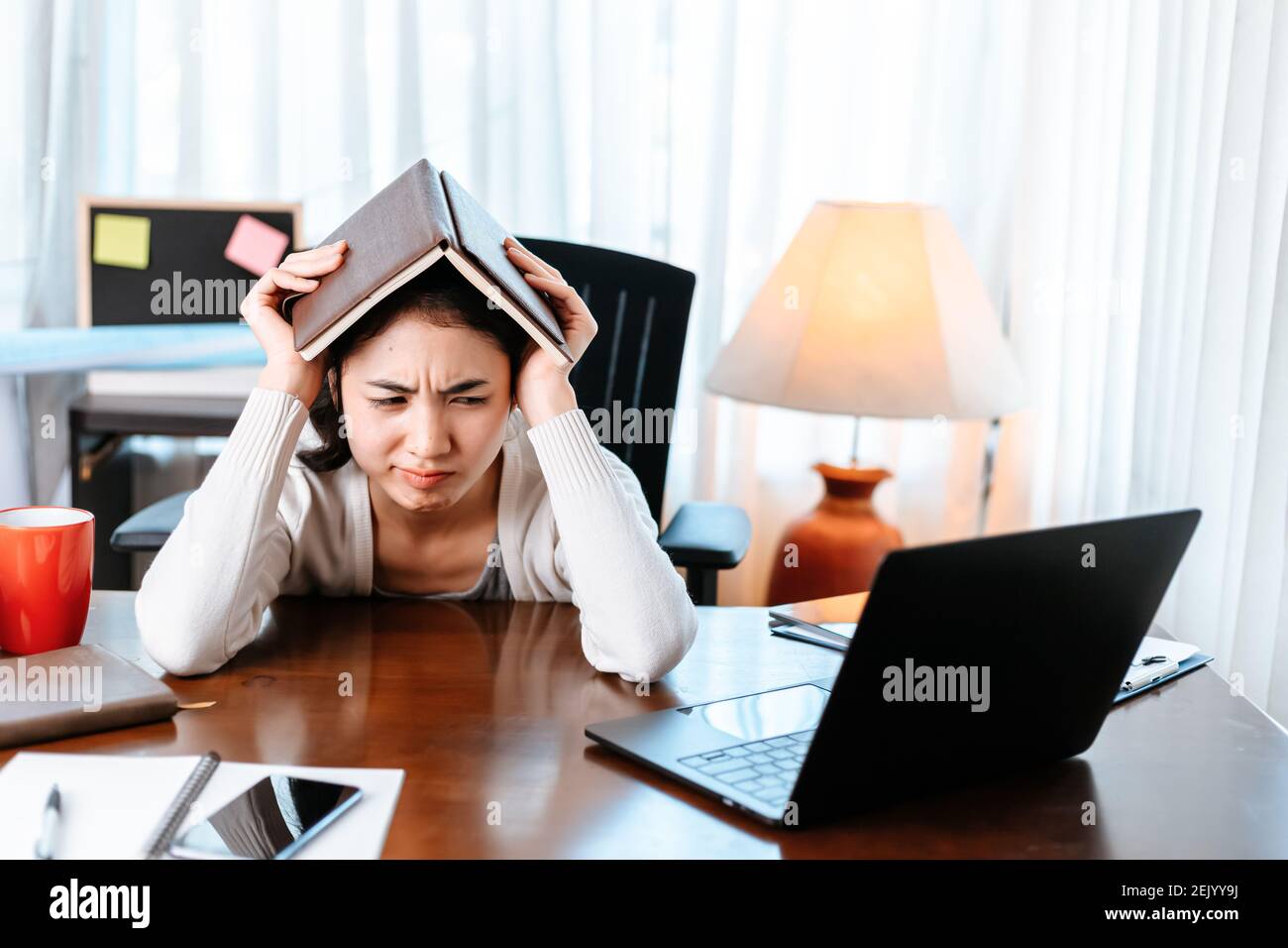 Students have headache, stress, worry about learning at home. Education ...