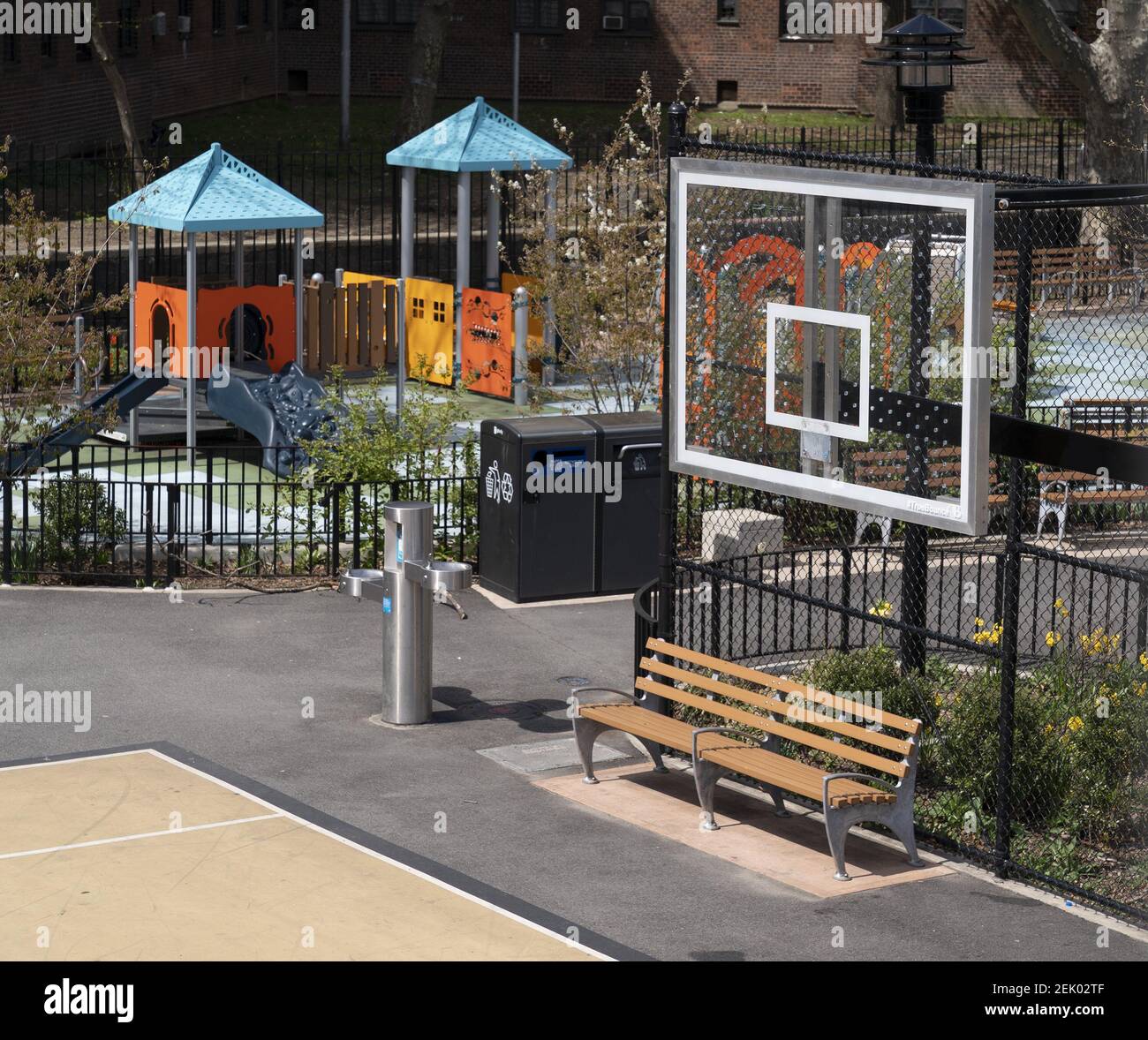 Basketball court with removed rim at Playground 103 CIII amid COVID-19 ...