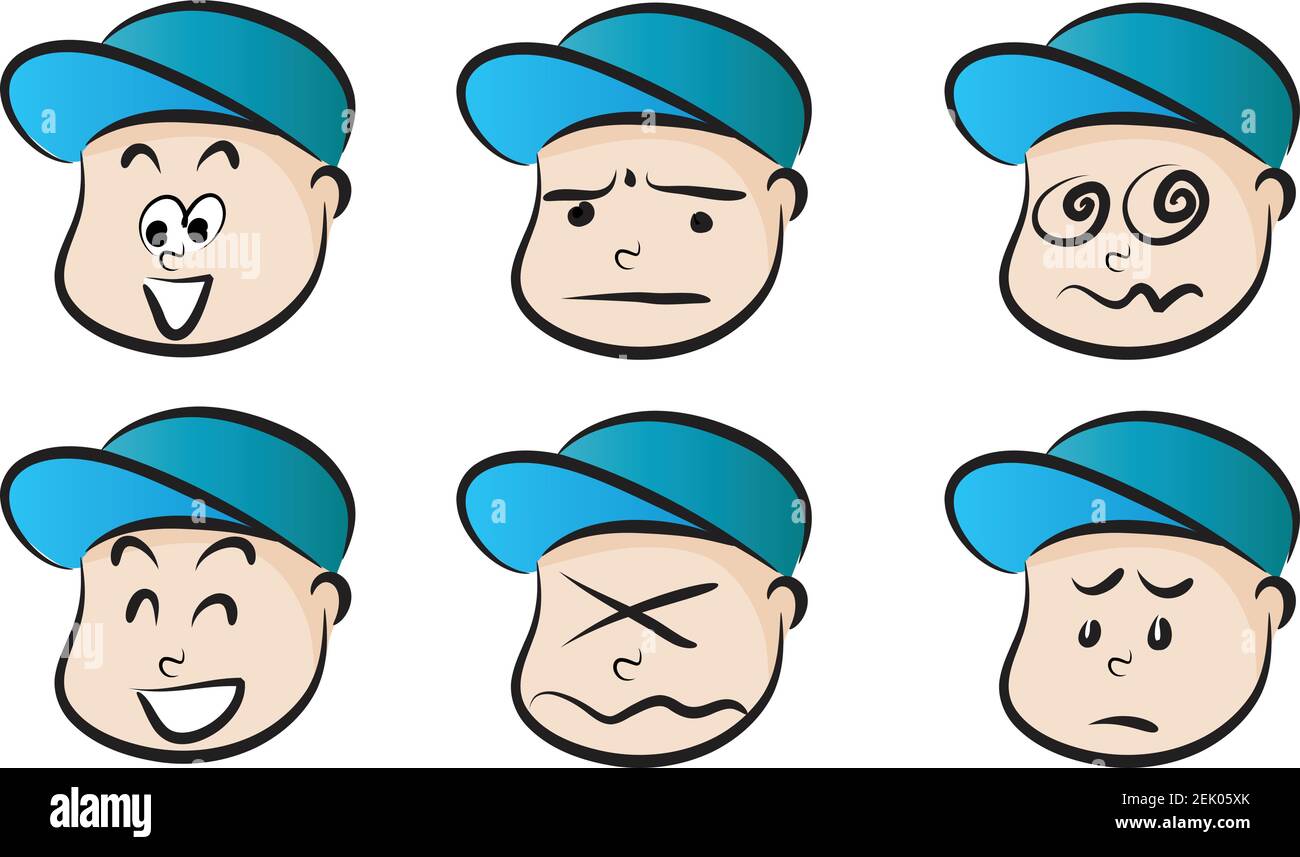 vector cartoon boy life face emoji set Stock Vector Image & Art - Alamy