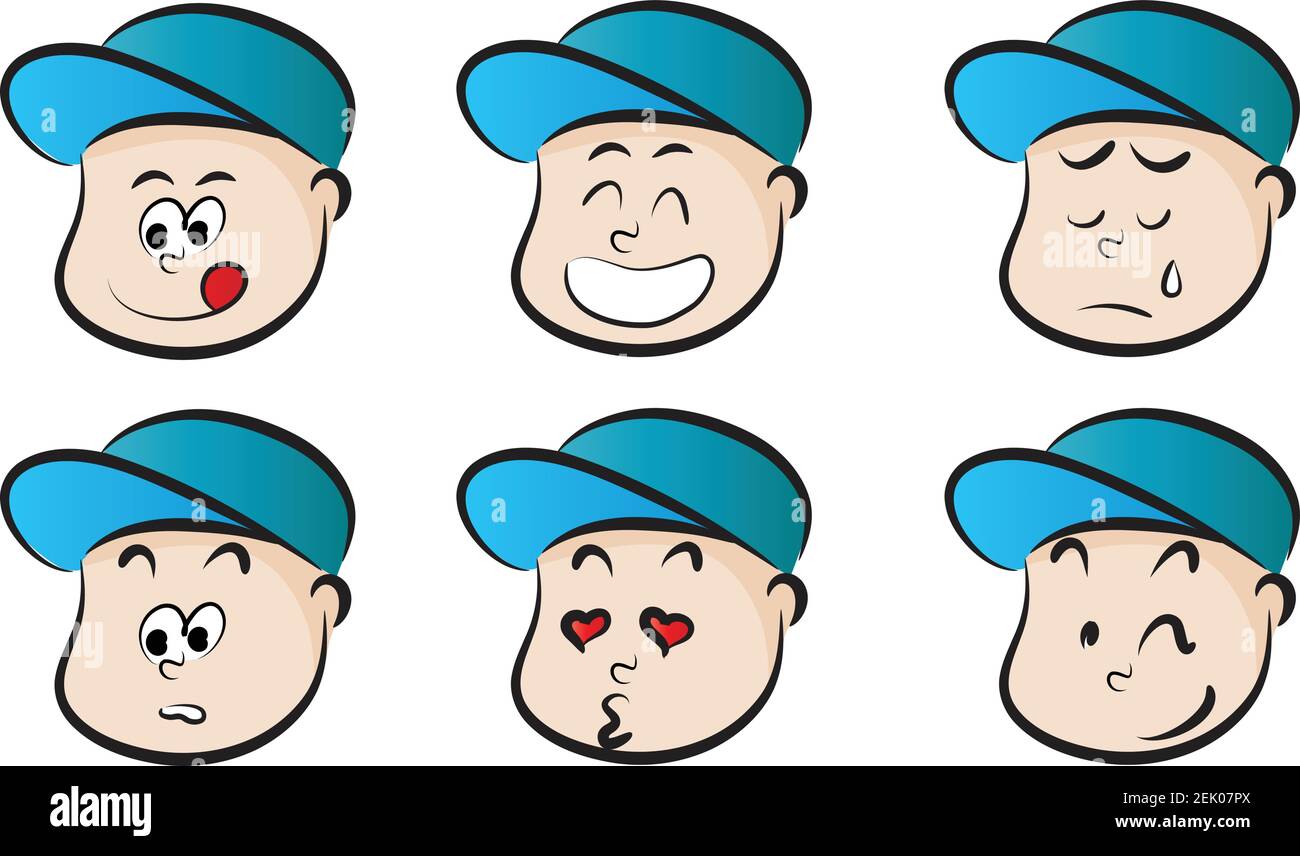 vector cartoon boy life face emoji set Stock Vector Image & Art - Alamy