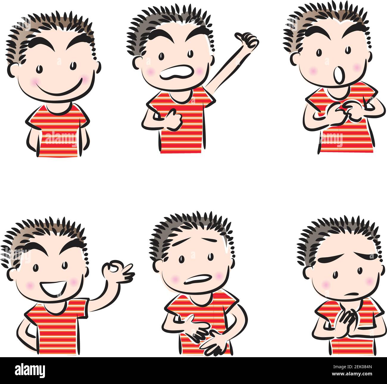 vector cartoon boy life face emoji set Stock Vector Image & Art - Alamy