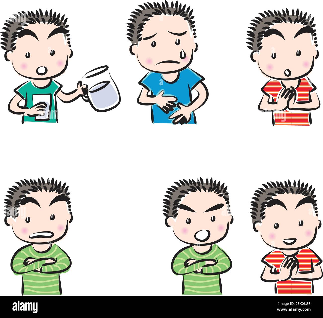 vector cartoon boy life face emoji set Stock Vector Image & Art - Alamy