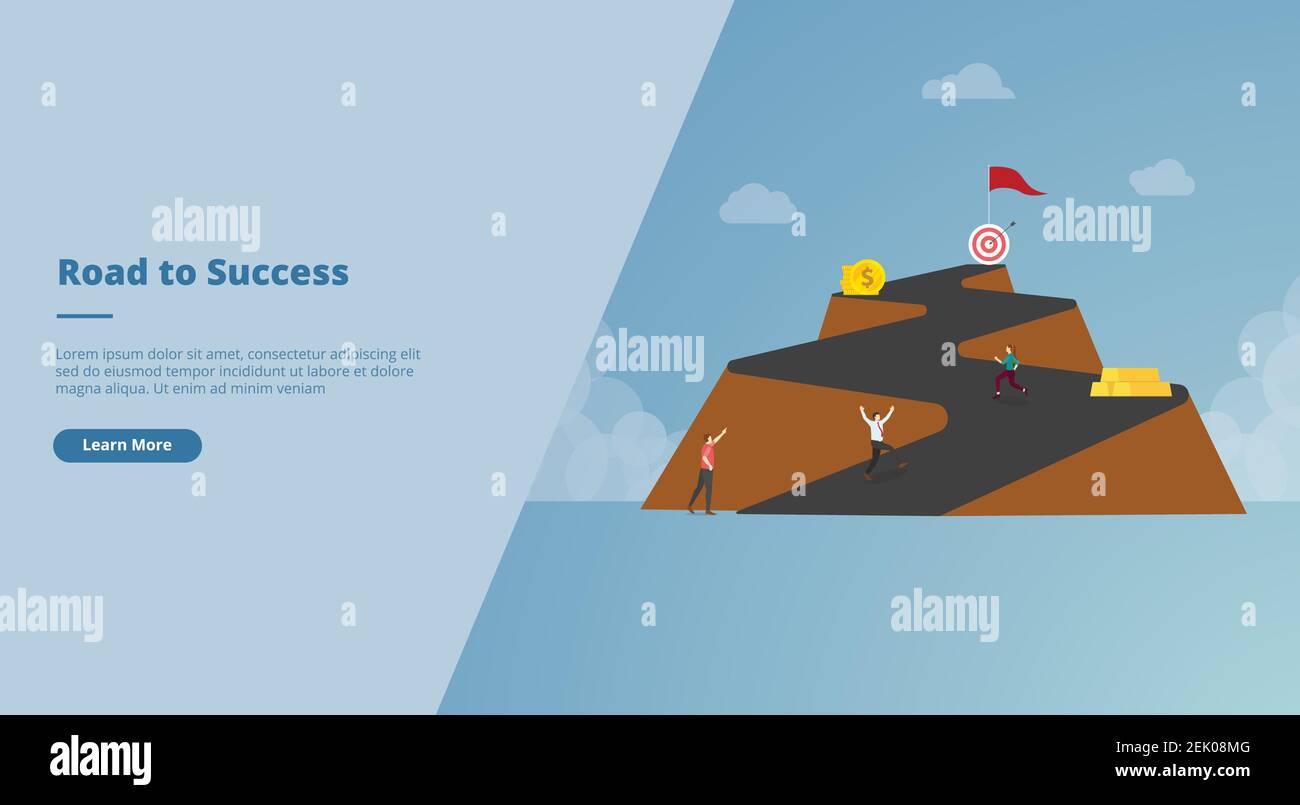 long road to success concept for website design template banner or ...