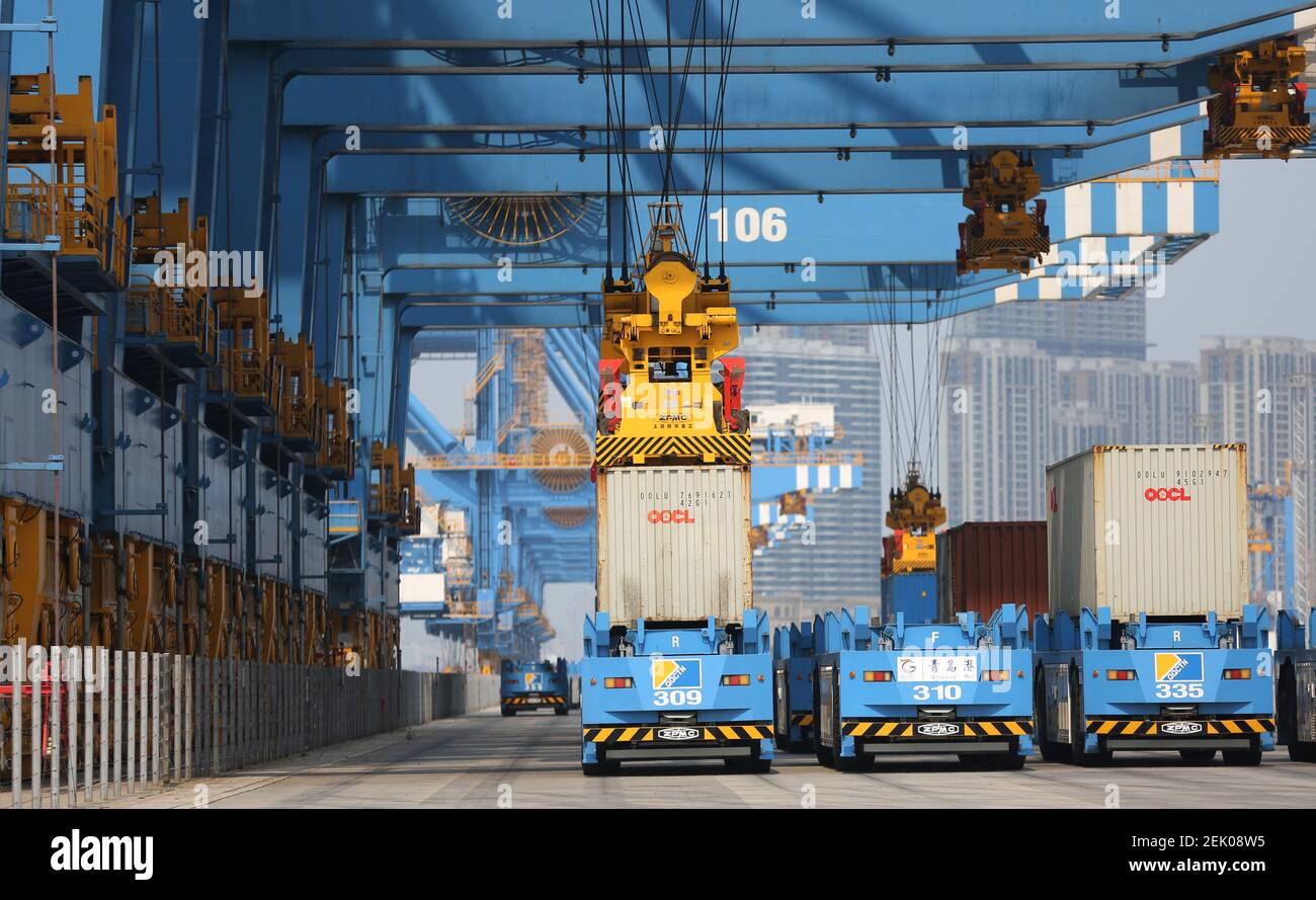 Shandongï¼ŒCHINA-Since the beginning of this year, Qingdao port in shandong, located in the ...