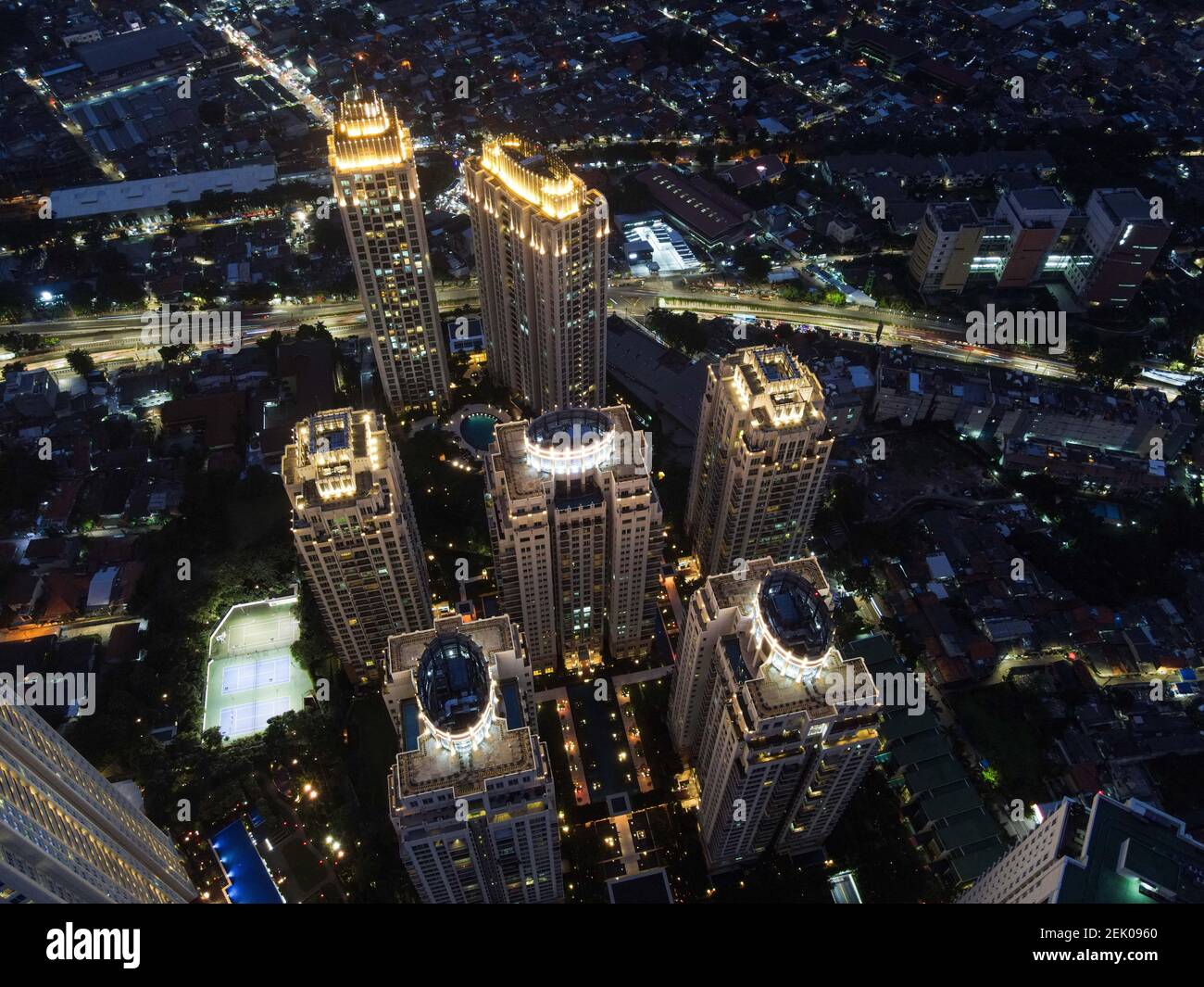 Aerial view jakarta skyscrapers night hi-res stock photography and ...