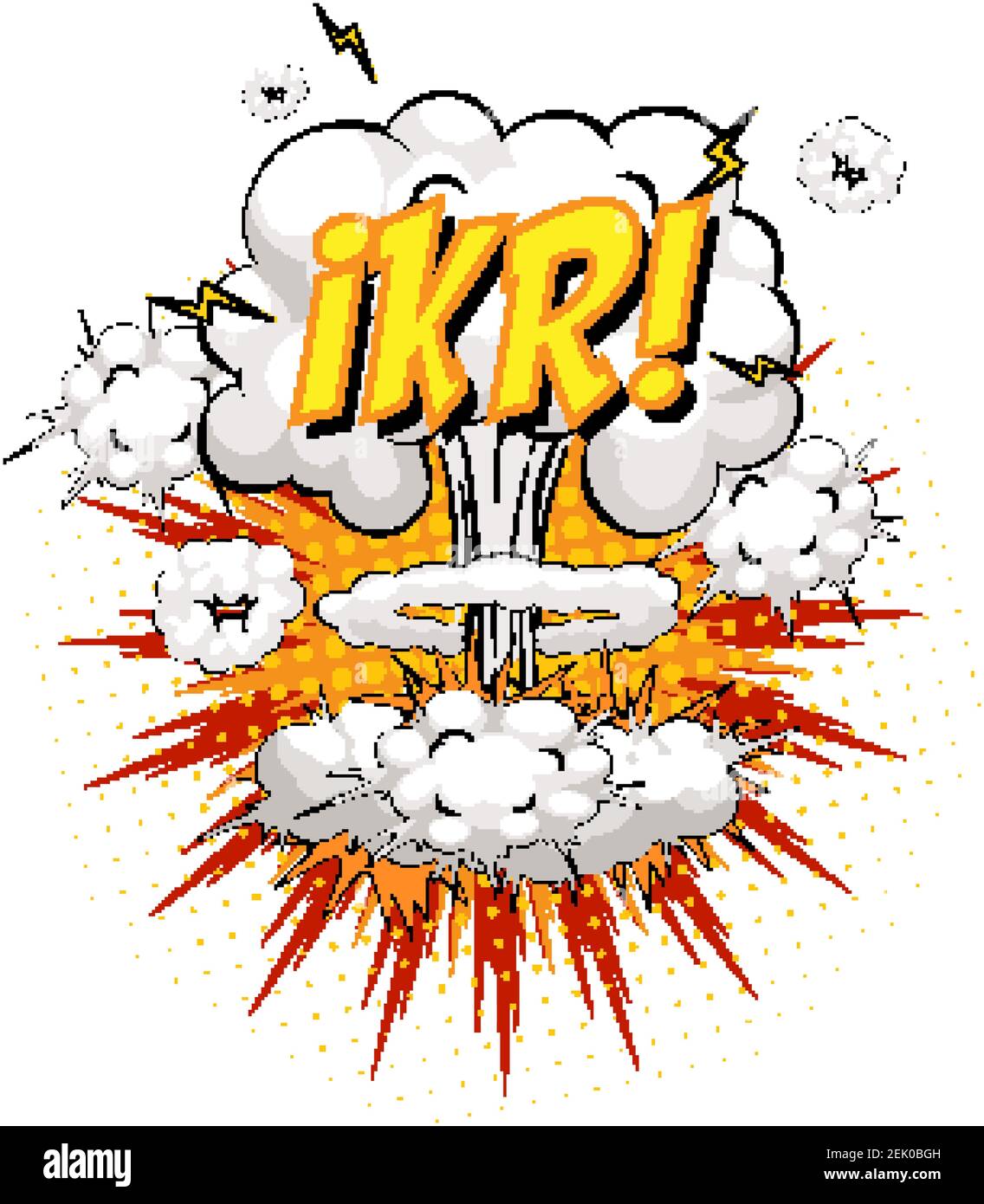 IKR text on comic cloud explosion isolated on white background ...