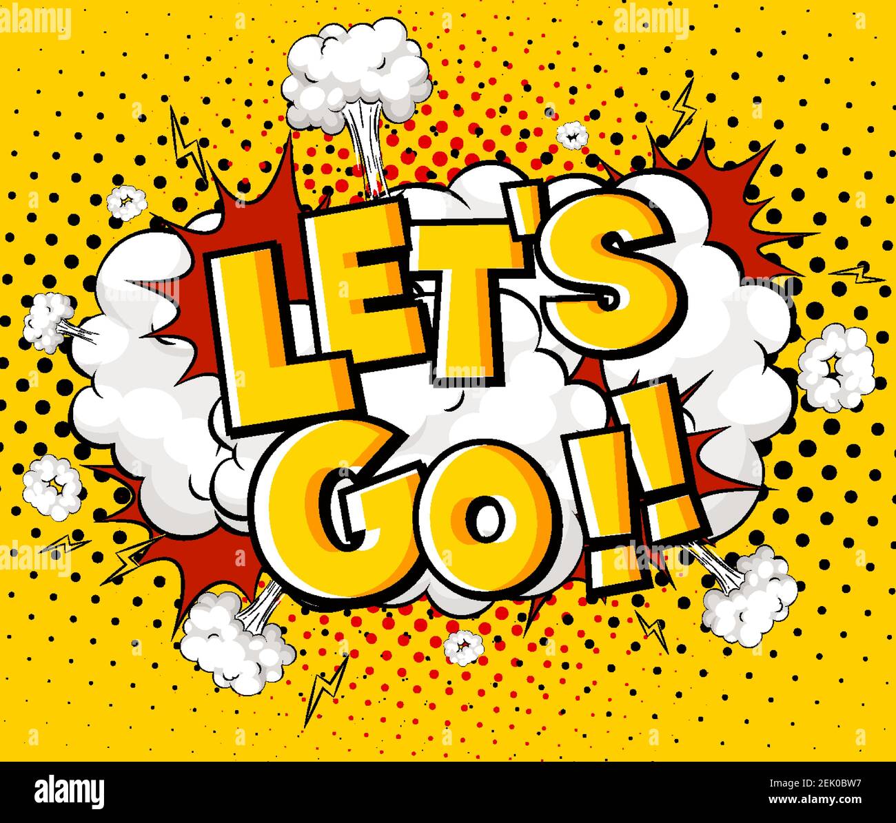 LET'S GO wording comic speech bubble on burst illustration Stock Vector ...