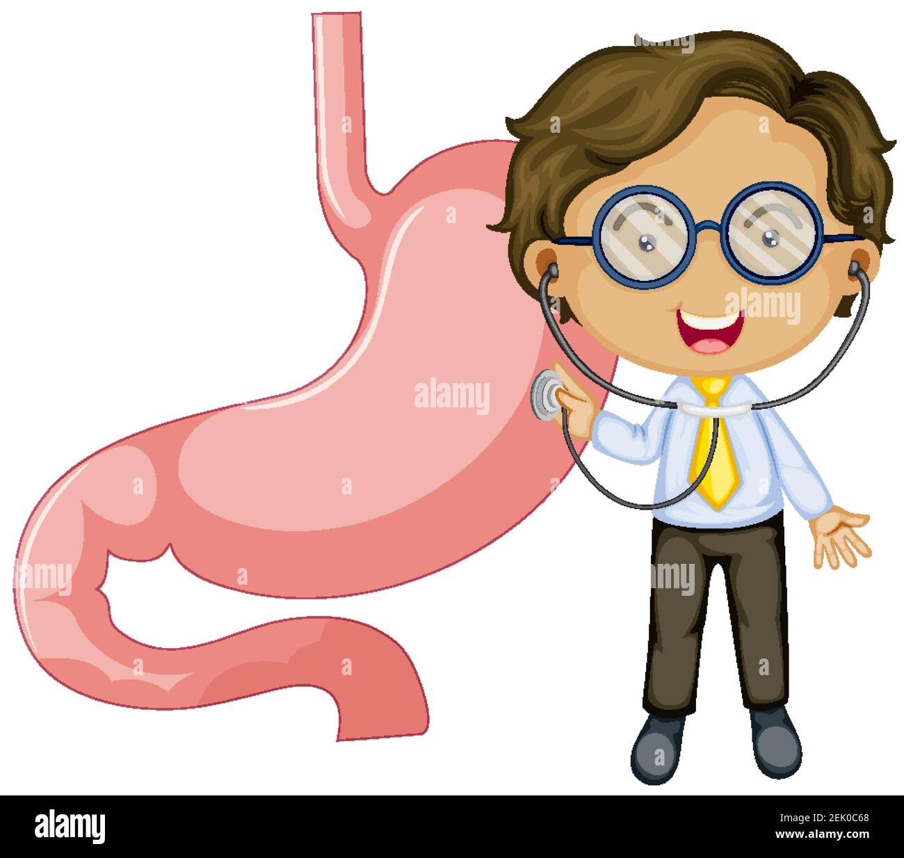 Stomach with a doctor cartoon character illustration Stock Vector Image ...