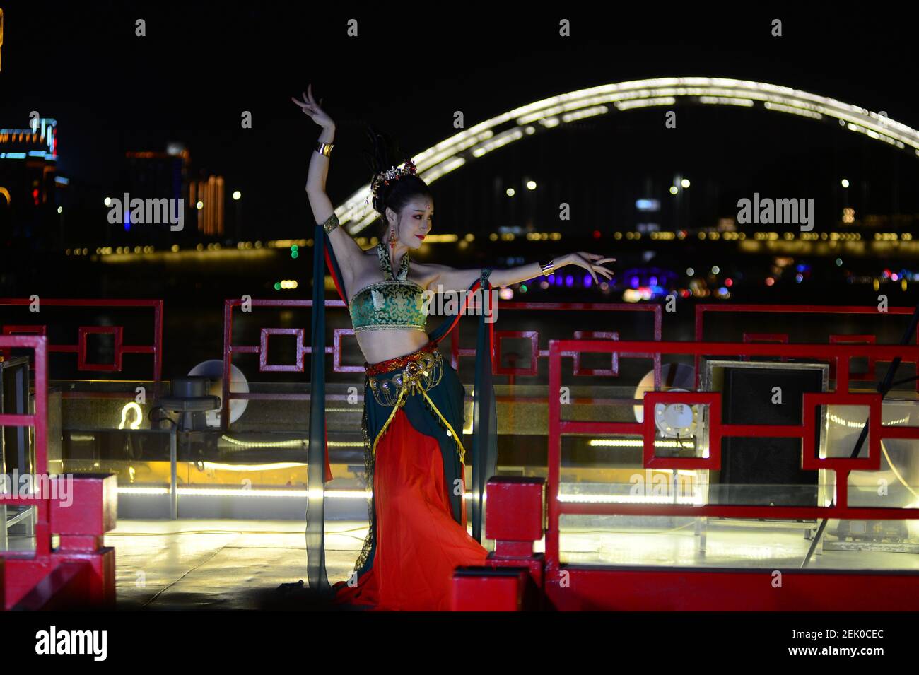 A performer plays Dunhuang Flying Apsaras Dance, which drew inspiration ...