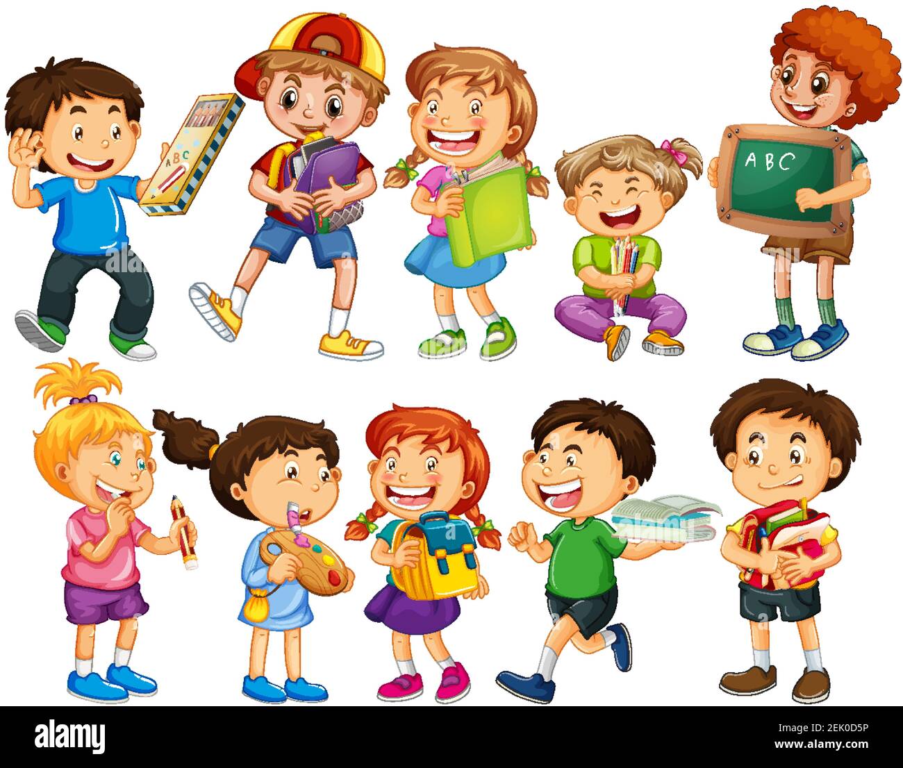Group of children cartoon character illustration Stock Vector Image ...