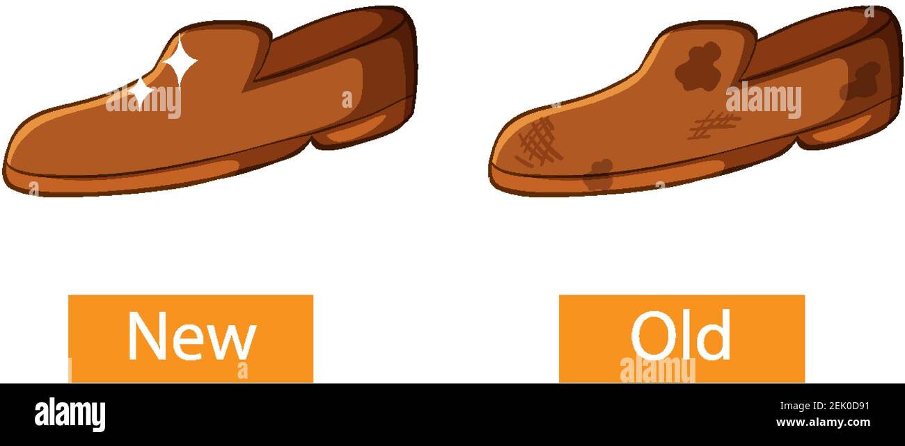 Opposite adjectives words with new and old illustration Stock Vector ...