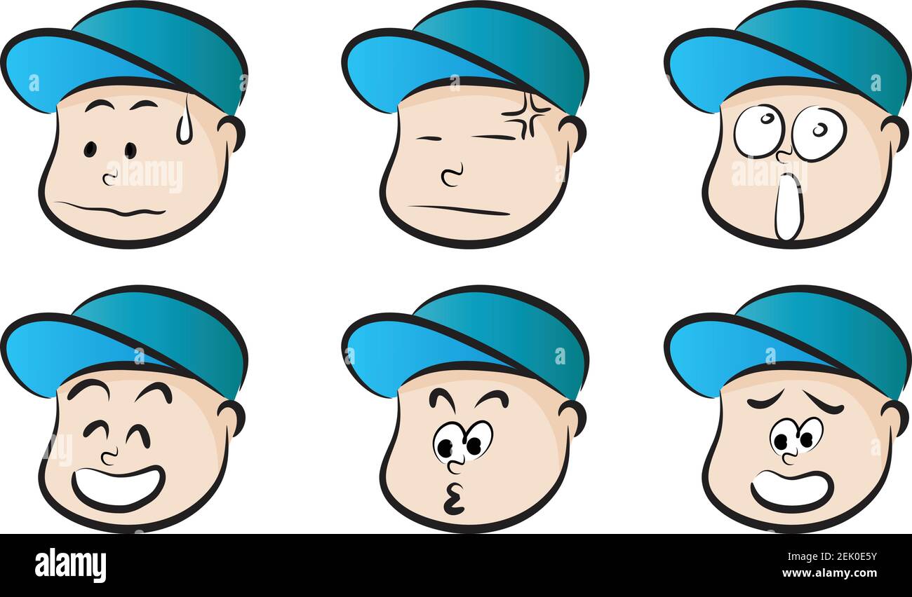 vector cartoon boy life face emoji set Stock Vector Image & Art - Alamy