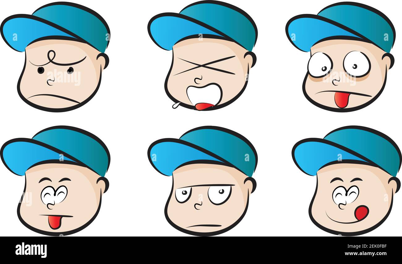 vector cartoon boy life face emoji set Stock Vector Image & Art - Alamy