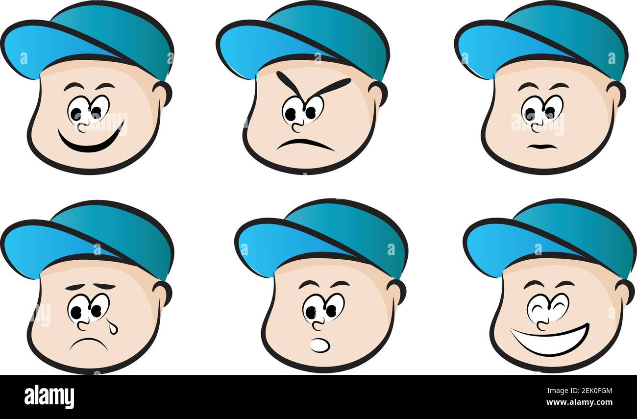 vector cartoon boy life face emoji set Stock Vector Image & Art - Alamy