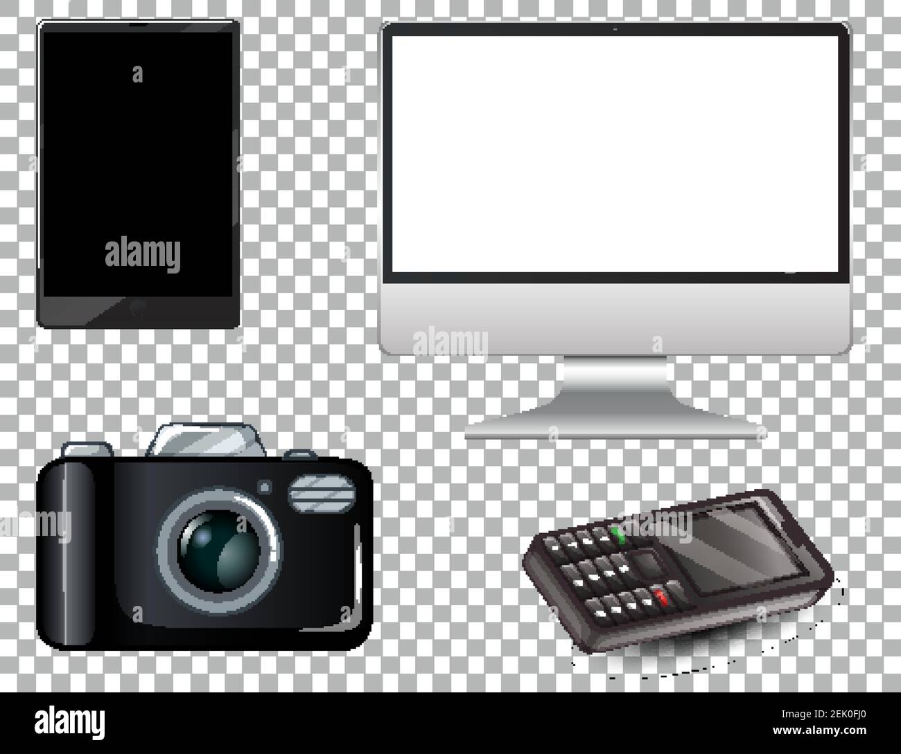 Set of gadget isolated on transparent background illustration Stock ...