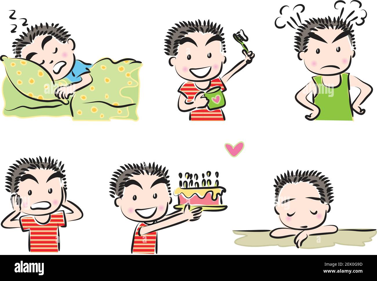 vector cartoon boy life face emoji set Stock Vector Image & Art - Alamy