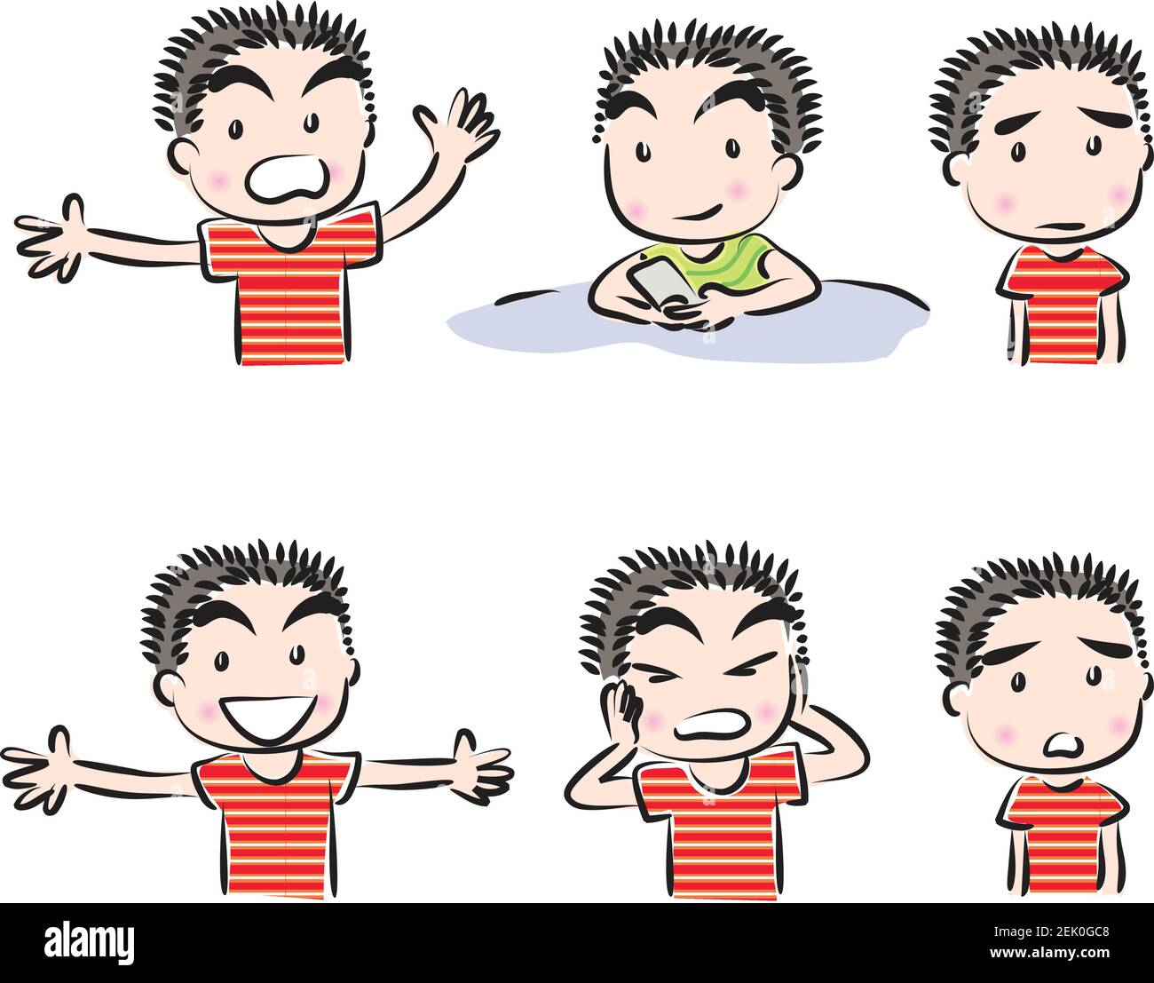 vector cartoon boy life face emoji set Stock Vector Image & Art - Alamy