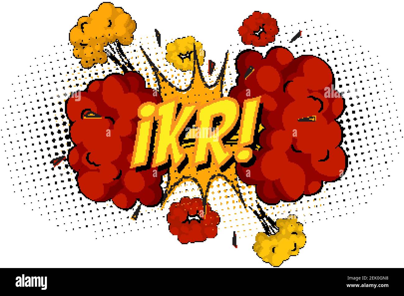 IKR text on comic cloud explosion isolated on white background ...