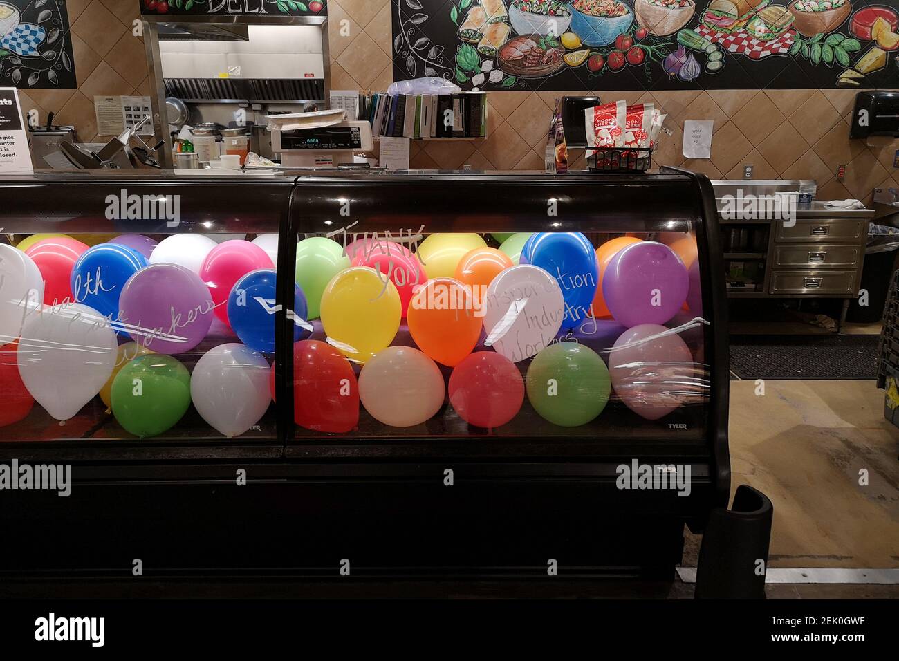 Balloons and messages thanking transportation industry and other ...