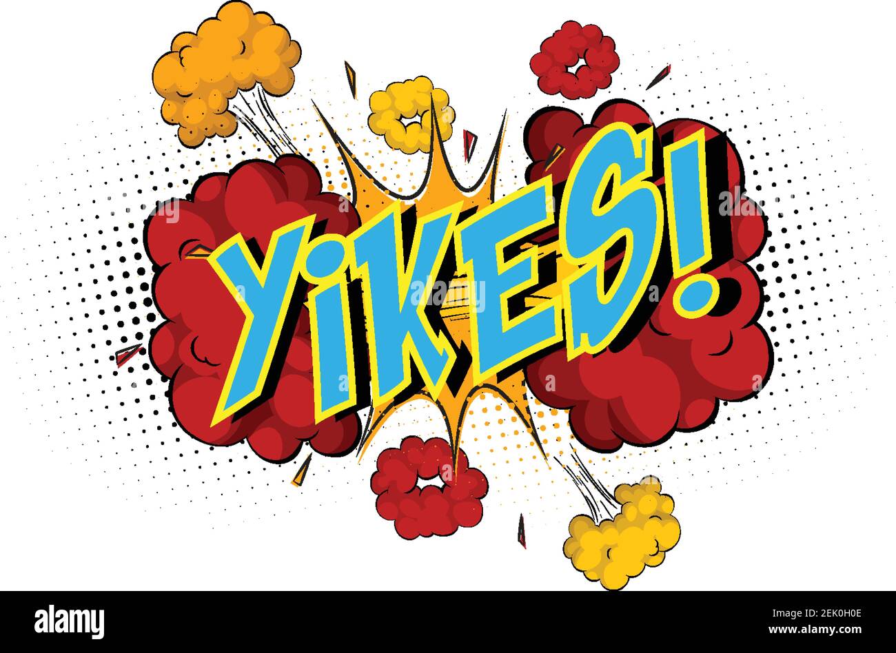 Word Yikes on comic cloud explosion background illustration Stock ...