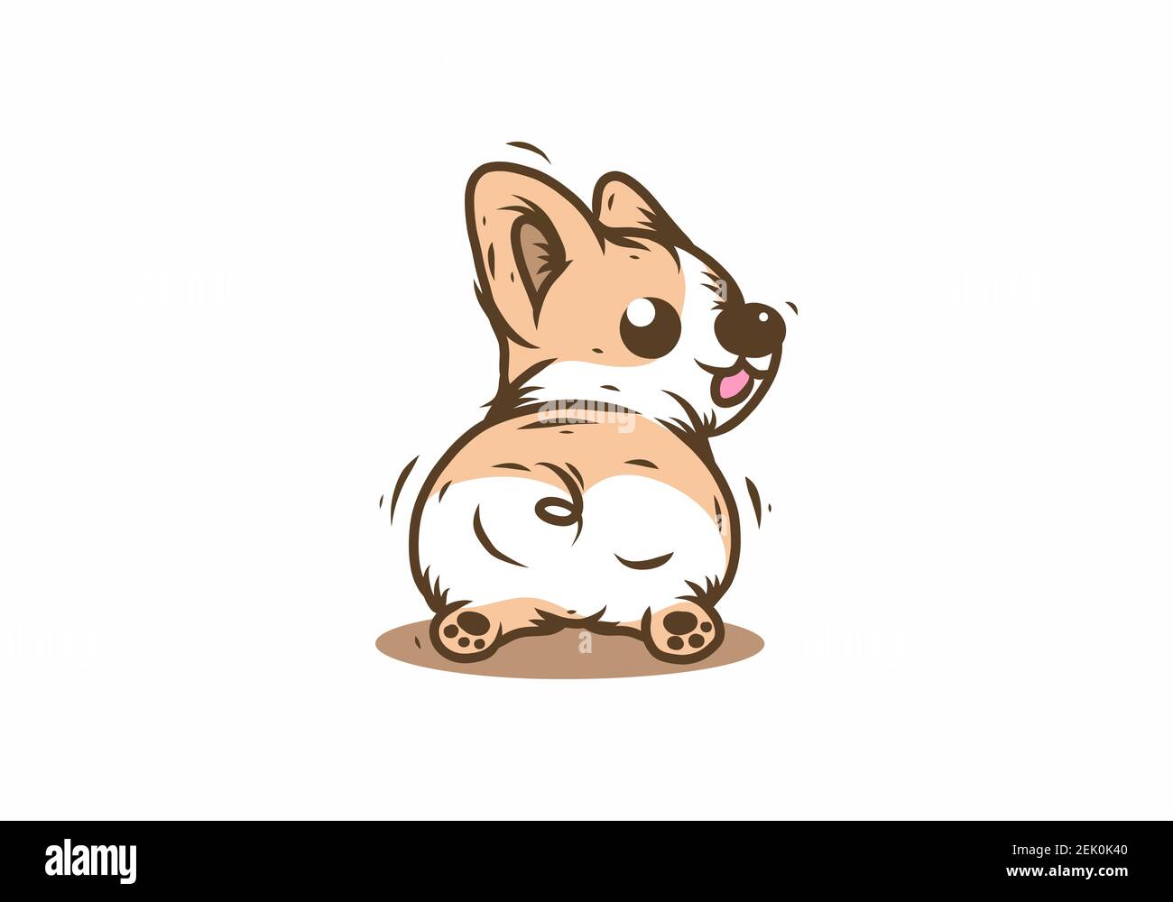 Cute brown white little dog look back illustration design Stock Vector ...