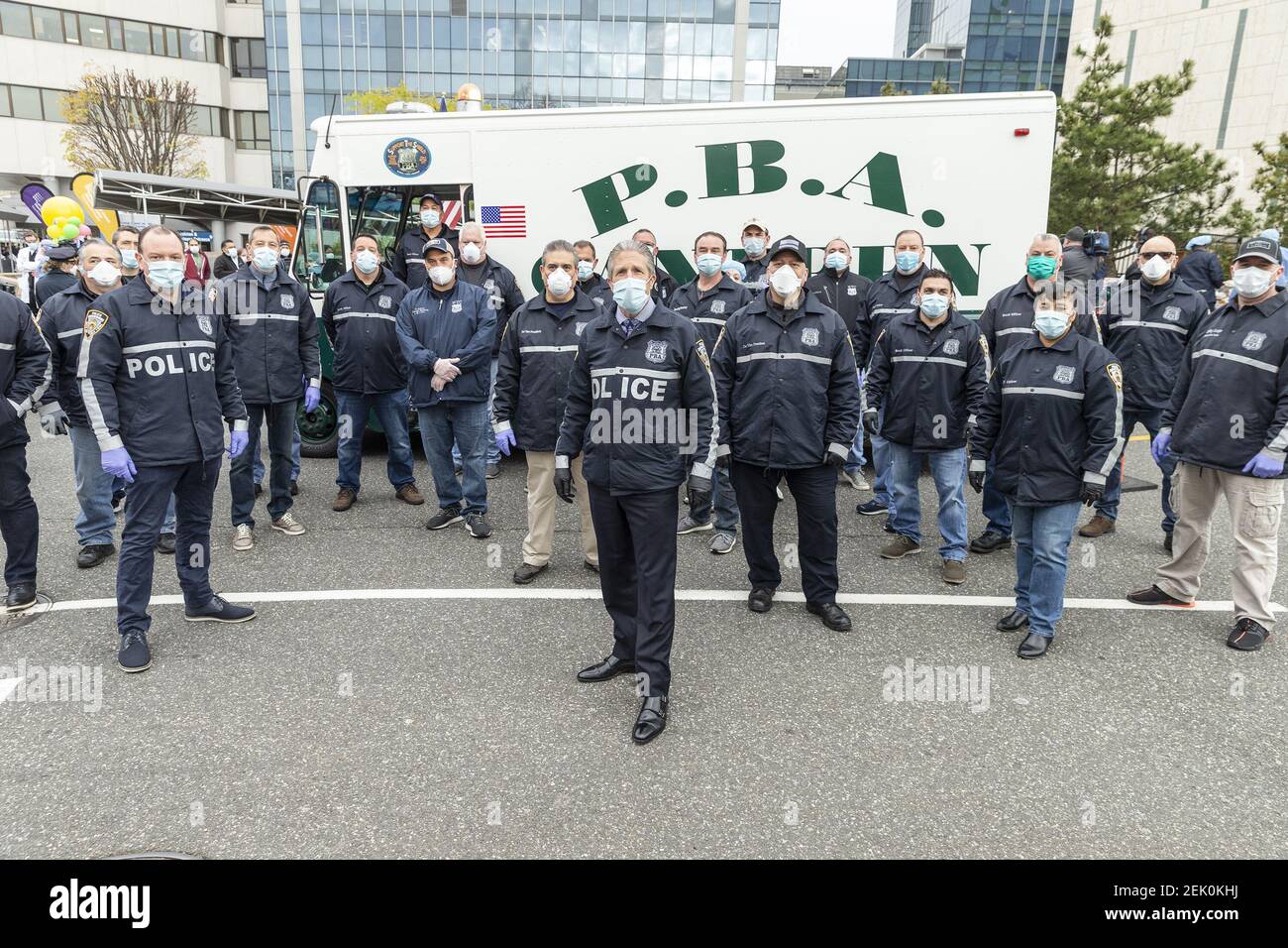 President of PBA Patrick Lynch with PBA board members during NYC Police ...