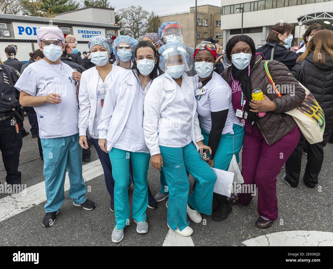 Nurses pose during NYC Police Benevolent Association thanks staff at ...