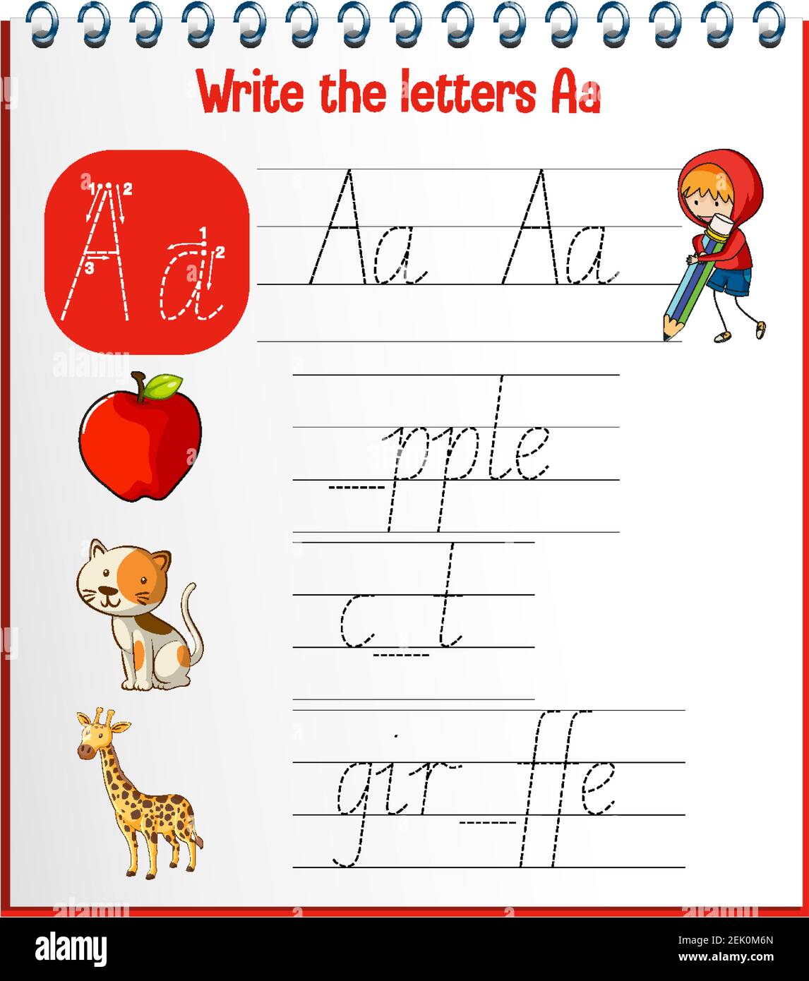 English alphabet tracing worksheets illustration Stock Vector Image ...